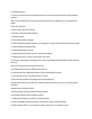 Community Health Assessment exam 2024.docx