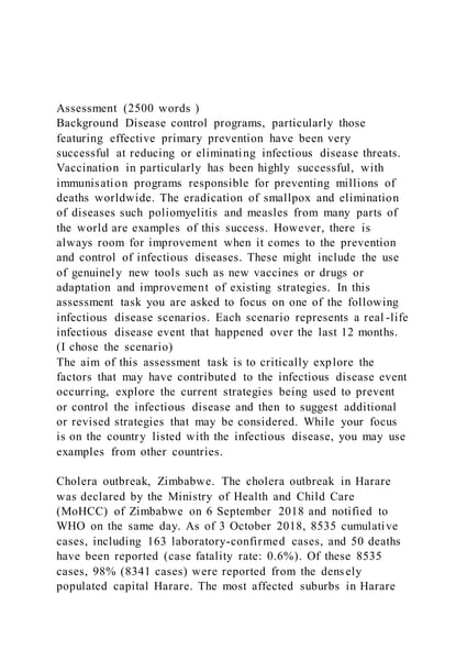 Assessment (2500 words ) Background Disease control programs, | PDF