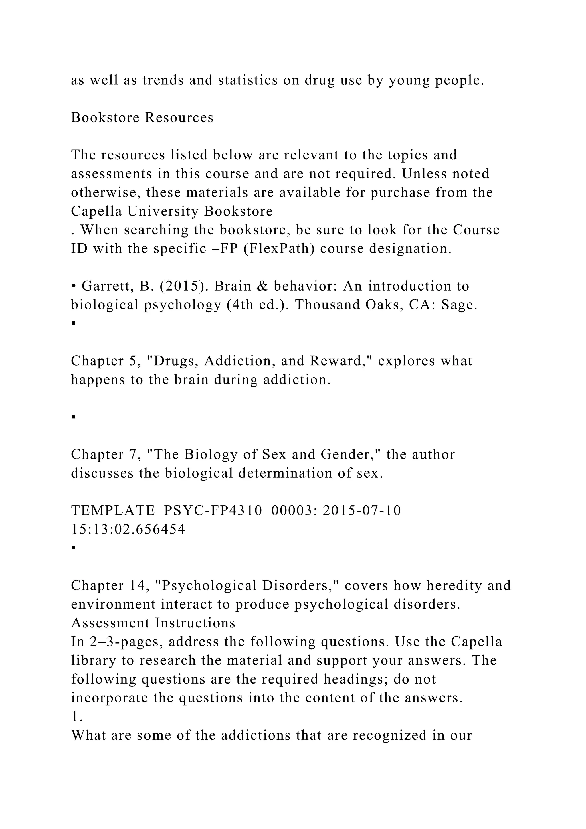 ASSESSMENT 2 Addiction Overview Write a 2–3-page assessment in.docx