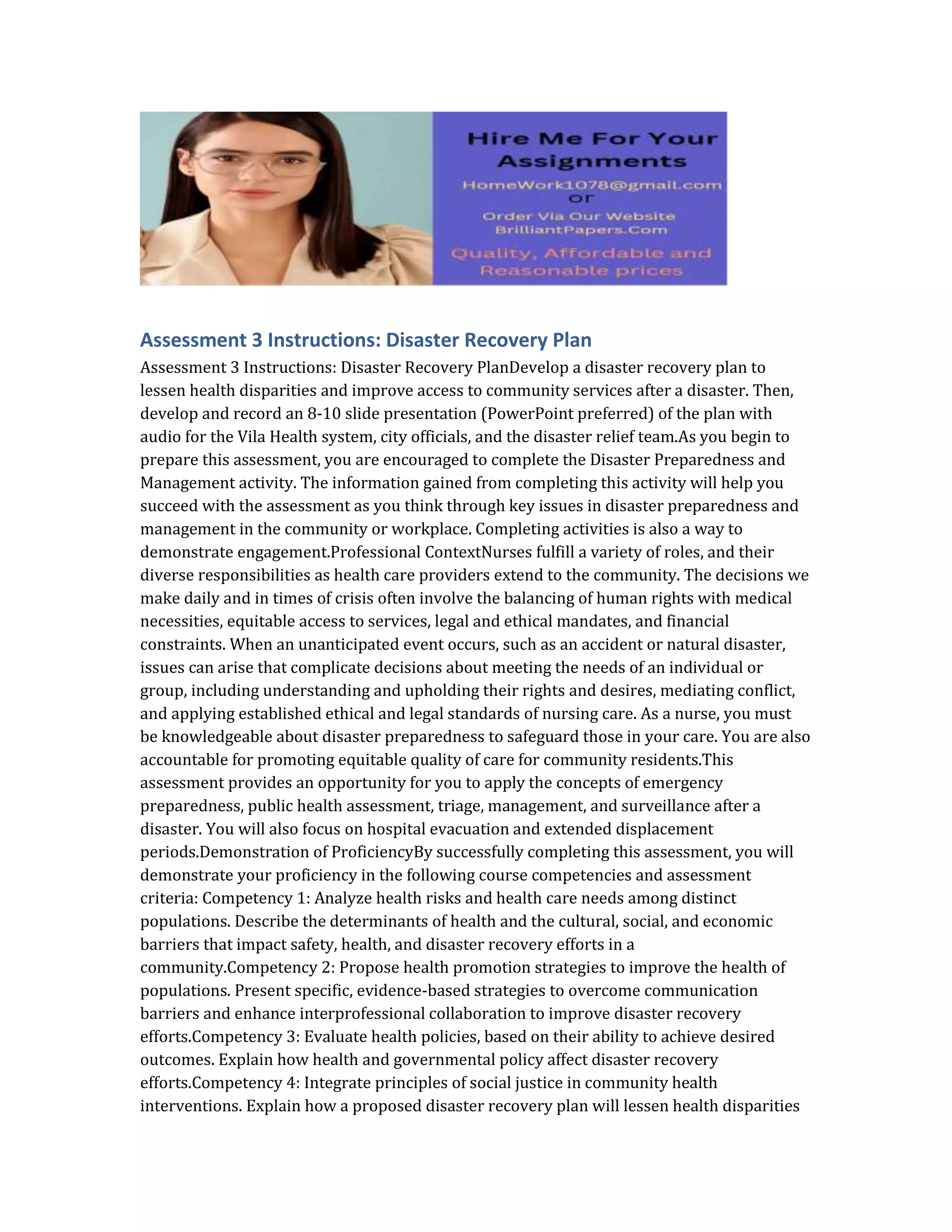 Assessment 3 Disaster Recovery Plan.docx