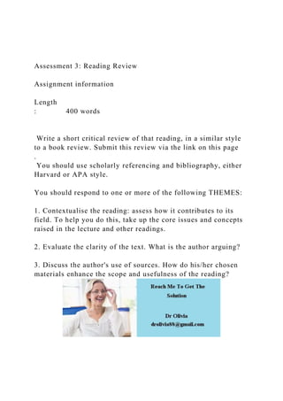 Assessment 3 Reading ReviewAssignment informationLength.docx