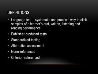 Assessing Language Learning | PPTX