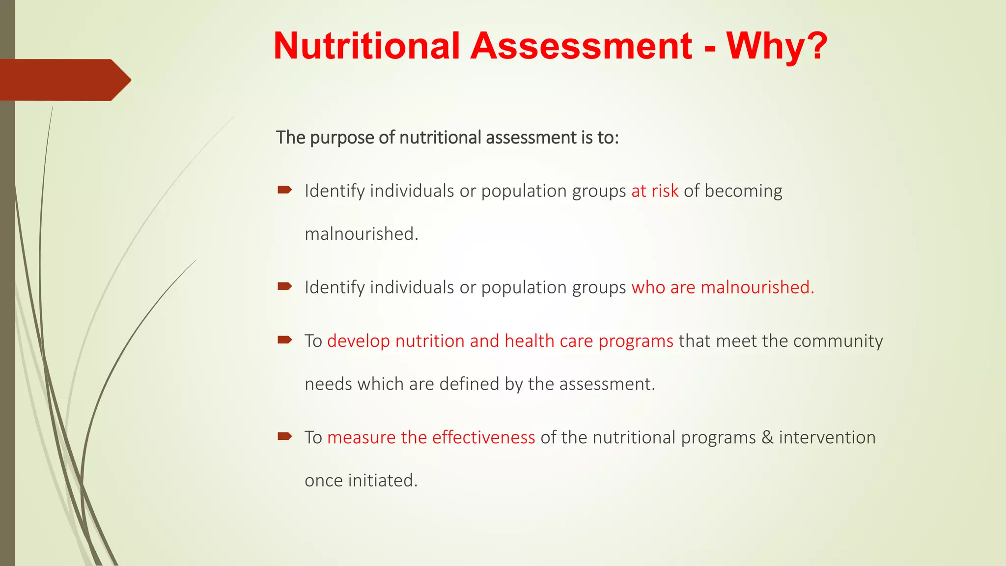 nutritional status assessment using Anthropometry, Biochemical ...