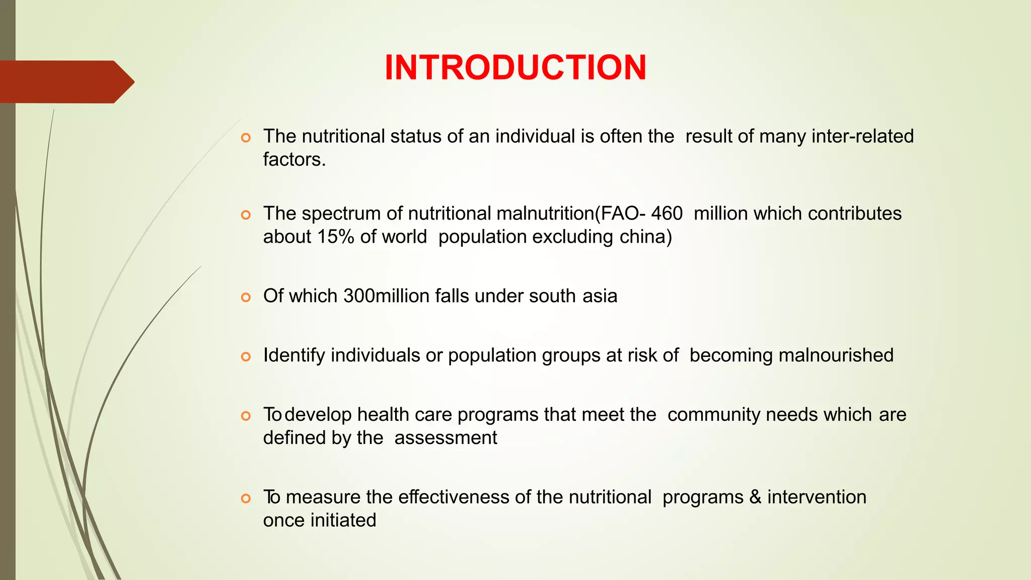 nutritional status assessment using Anthropometry, Biochemical ...