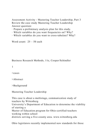 Assessment Activity - Mastering Teacher Leadership, Part 3Review.docx