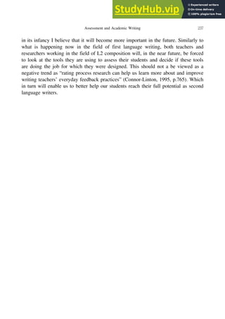 Assessment And Academic Writing A Look At The Use Of Rubrics In The ...