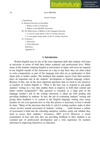 Assessment And Academic Writing A Look At The Use Of Rubrics In The ...