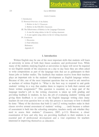 Assessment And Academic Writing A Look At The Use Of Rubrics In The Second Language Writing ...