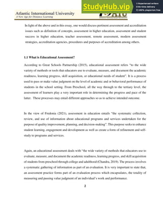 Assessment And Accreditation In Higher Education | PDF