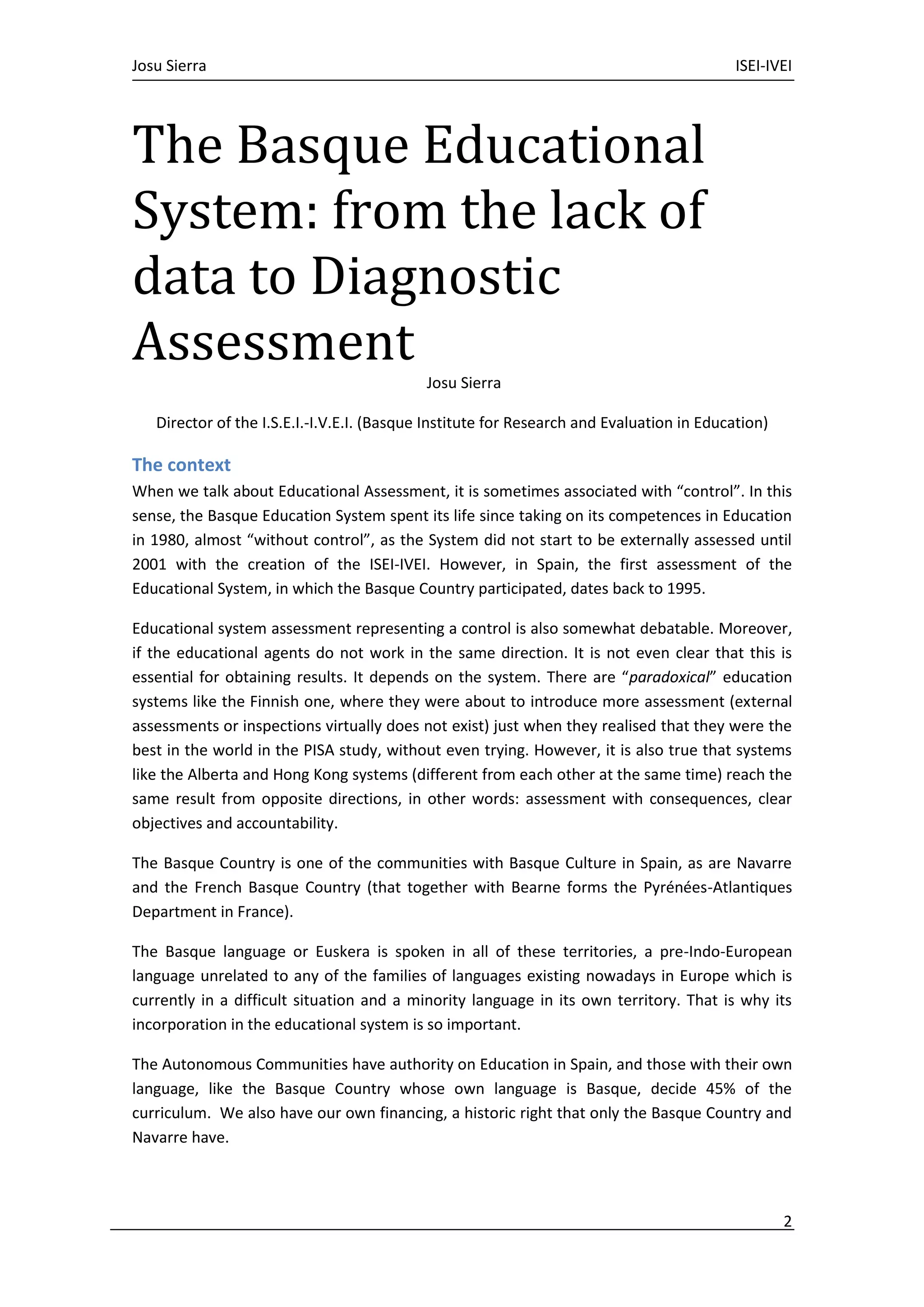 Assessment And Basque Educational System | PDF