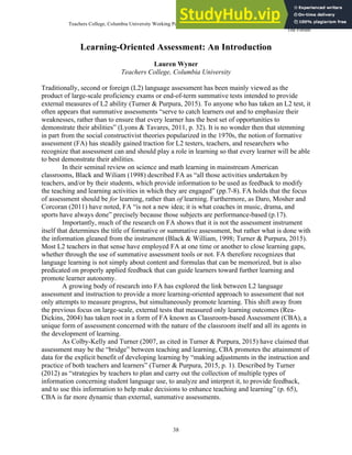 Assessment And Classroom Learning | PDF