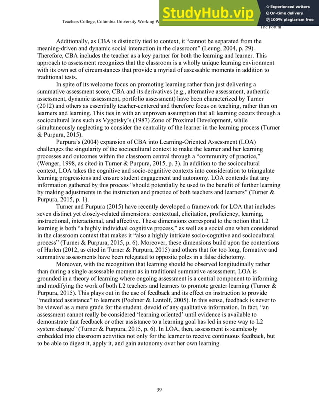 Assessment And Classroom Learning | PDF