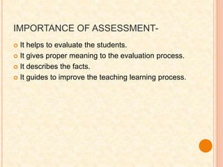 Assessment and evaluation for learning | PPTX