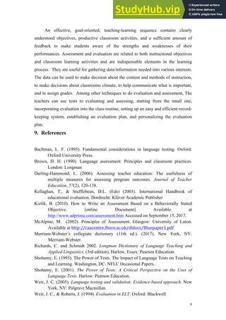 ASSESSMENT AND EVALUATION IN EDUCATION | PDF