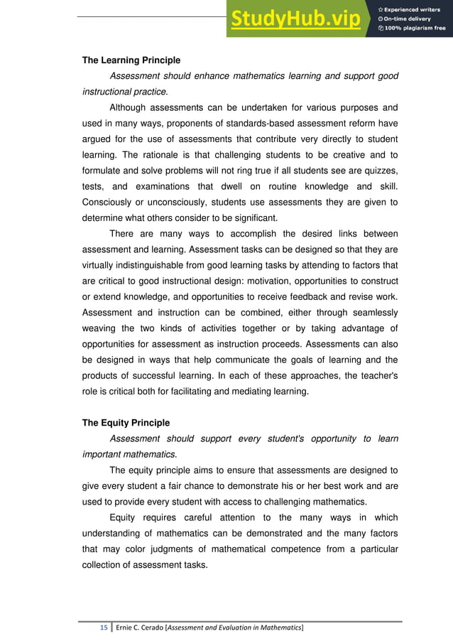 Assessment And Evaluation In Mathematics A Compilation | PDF ...