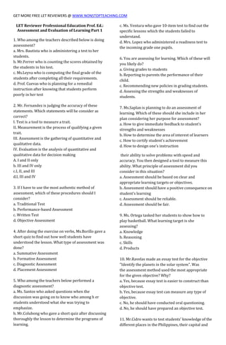 Assessment and evaluation of learning part 1 | PDF