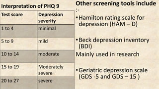 Assessment and management of depression | PPTX