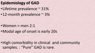 Assessment and management of generalized anxiety disorder | PPTX