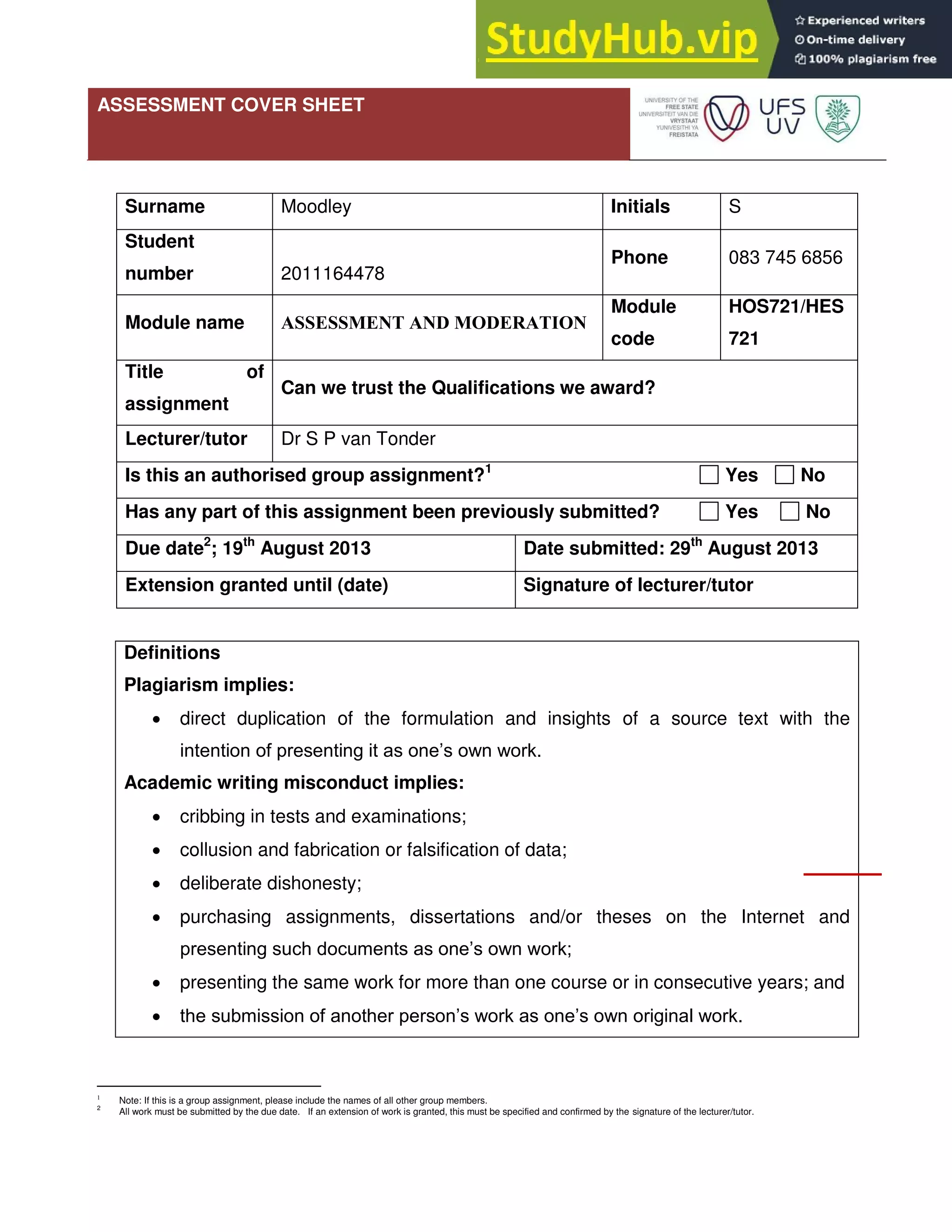 Assessment And Moderation In Higher Education | PDF