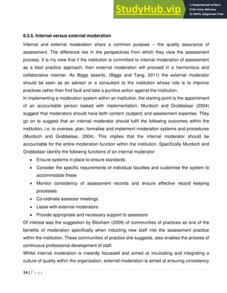 Assessment And Moderation In Higher Education | PDF