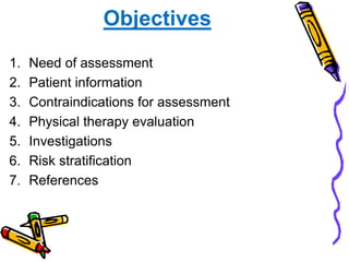 Assessment and risk stratification for cardiac rehabilitation | PPTX