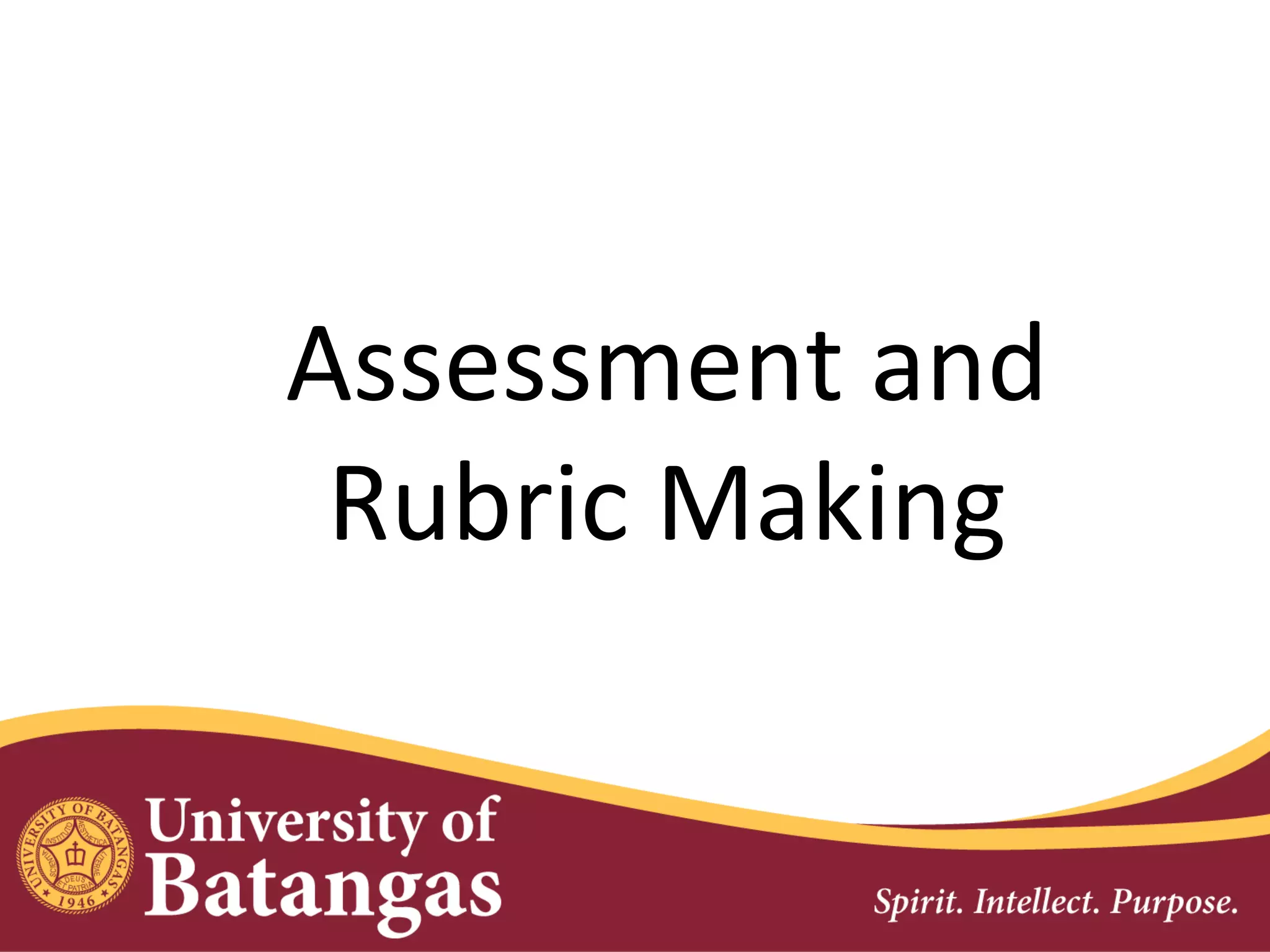 Assessment and rubrics making | PPT | Science