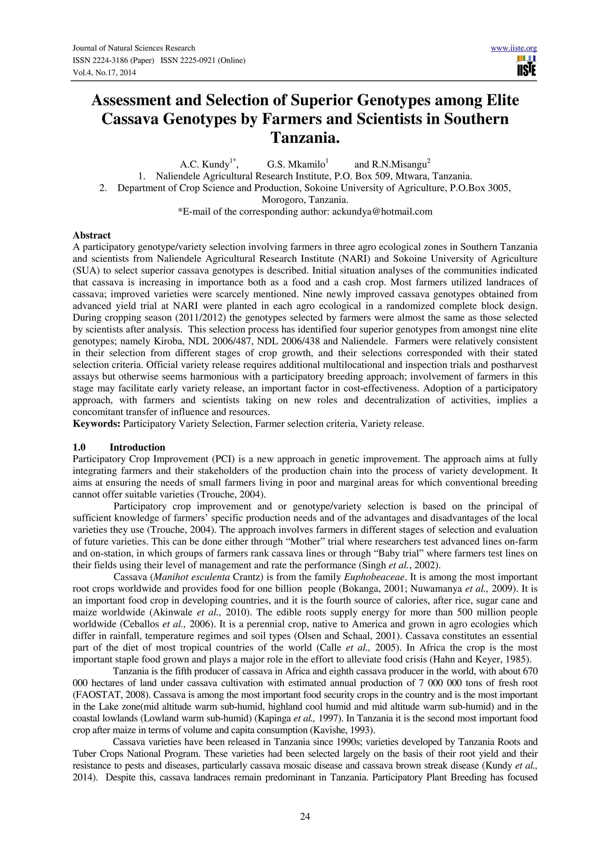 Assessment and selection of superior genotypes among elite | PDF
