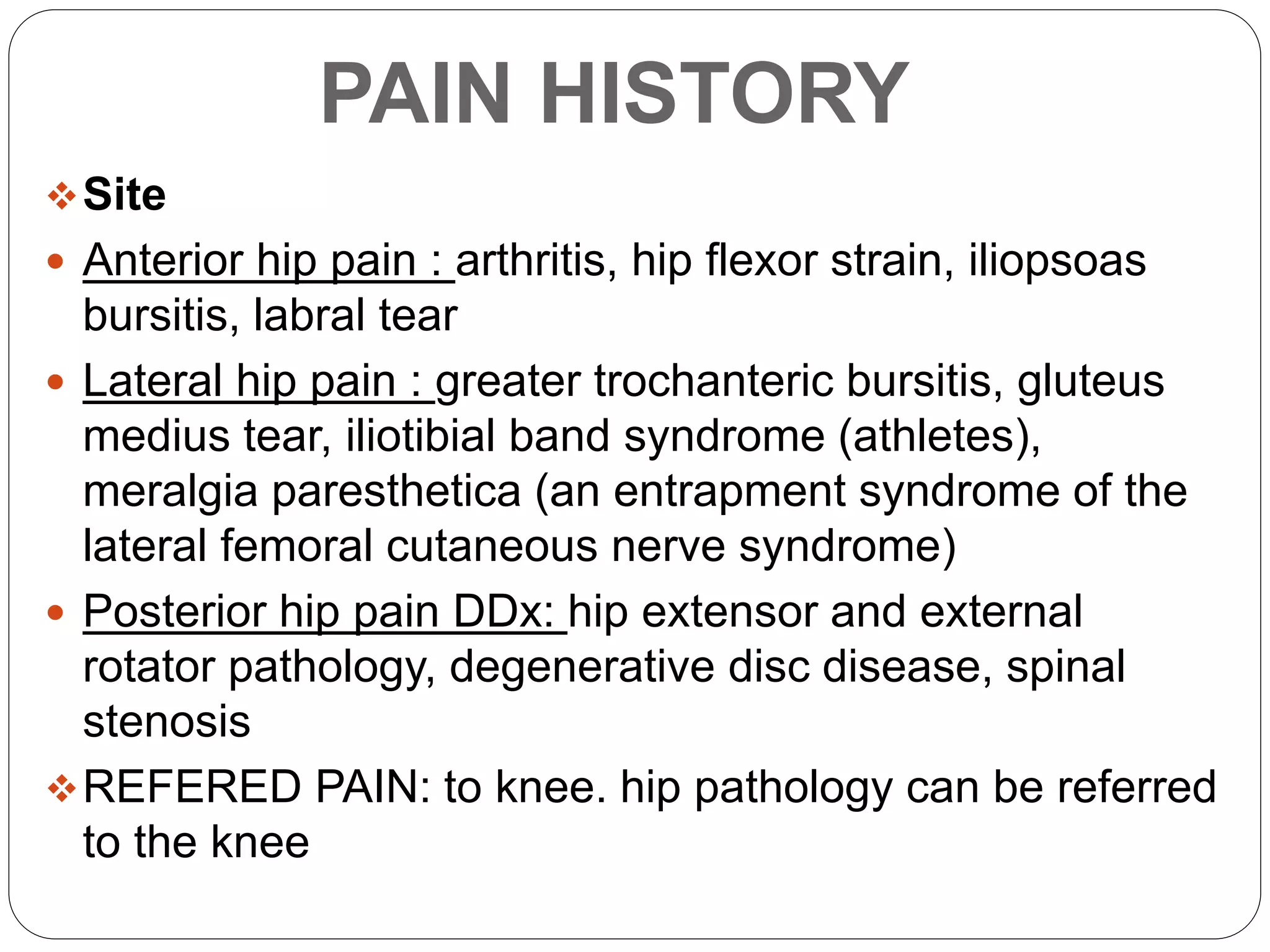 Assessment and special tests of Hip joint | PPTX