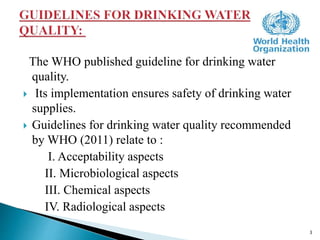 Assessment and surveillance of drinking water quality | PPTX