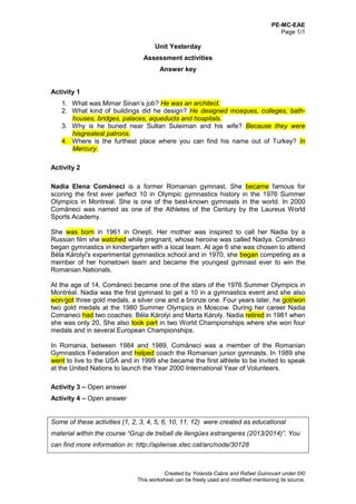 Assessment answer key | PDF