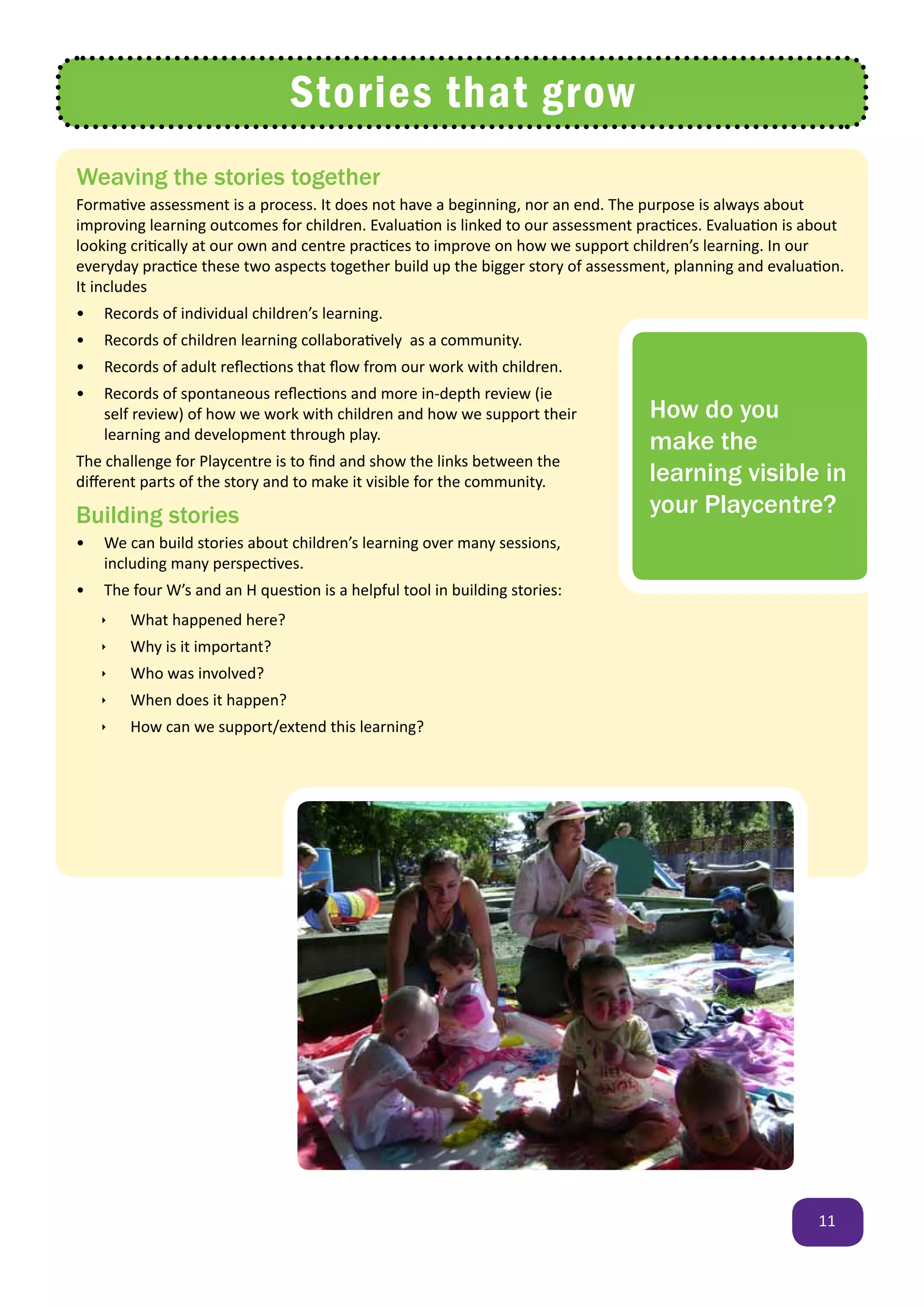 Assessment, planning and evaluation in Playcentre | PDF