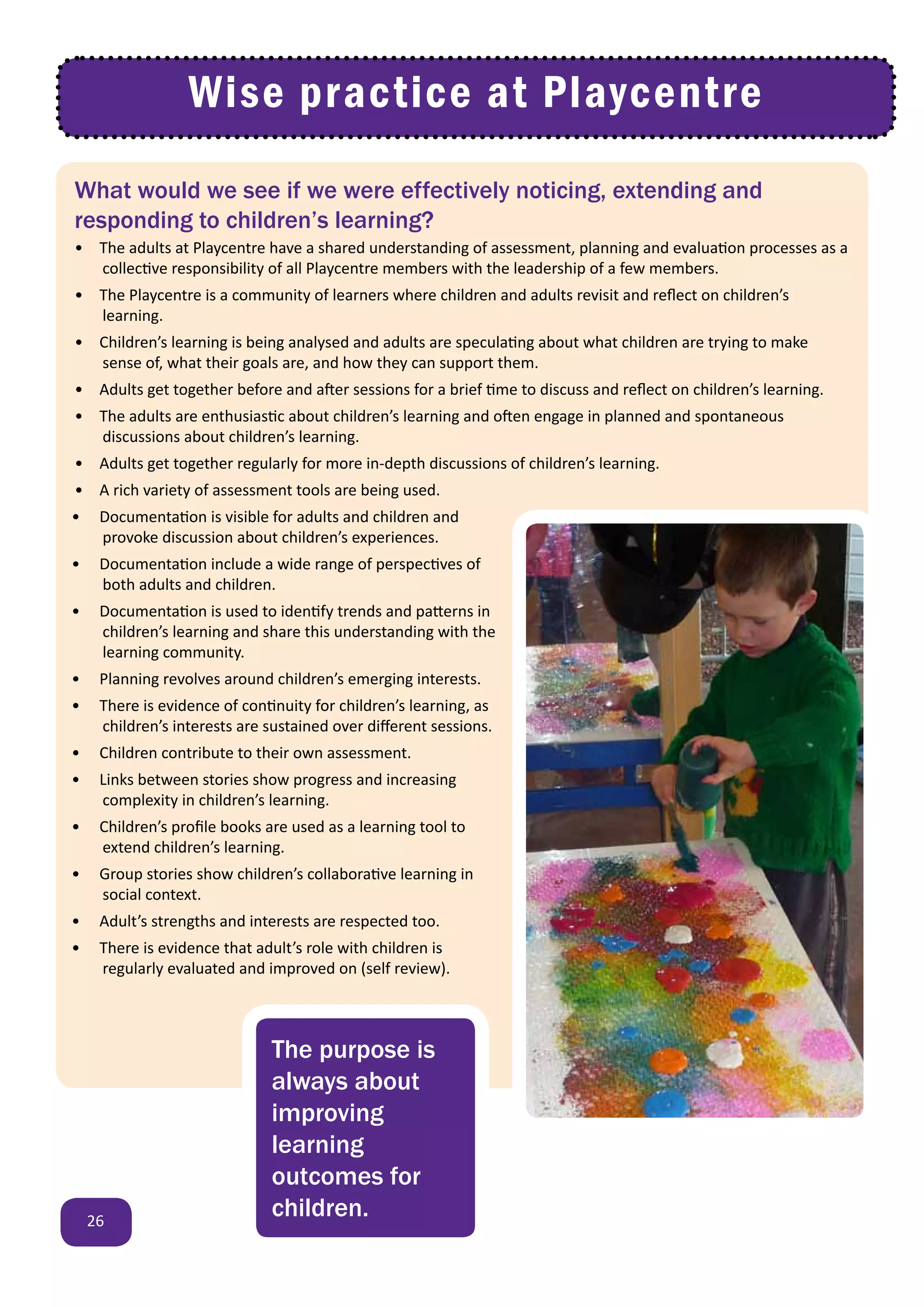 Assessment, planning and evaluation in Playcentre | PDF