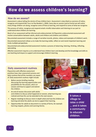 Assessment, planning and evaluation in Playcentre | PDF