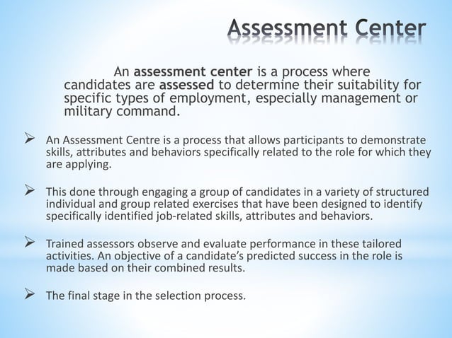 About Assessment centers | PPT