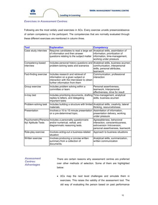 Assessment centre concept | PDF