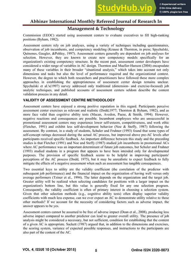 ASSESSMENT CENTRES ANEFFECTIVE TOOL FOR COMPETENCY DEVELOPMENT | PDF