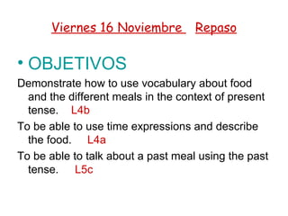 Repaso - La comida y la bebida | PPT