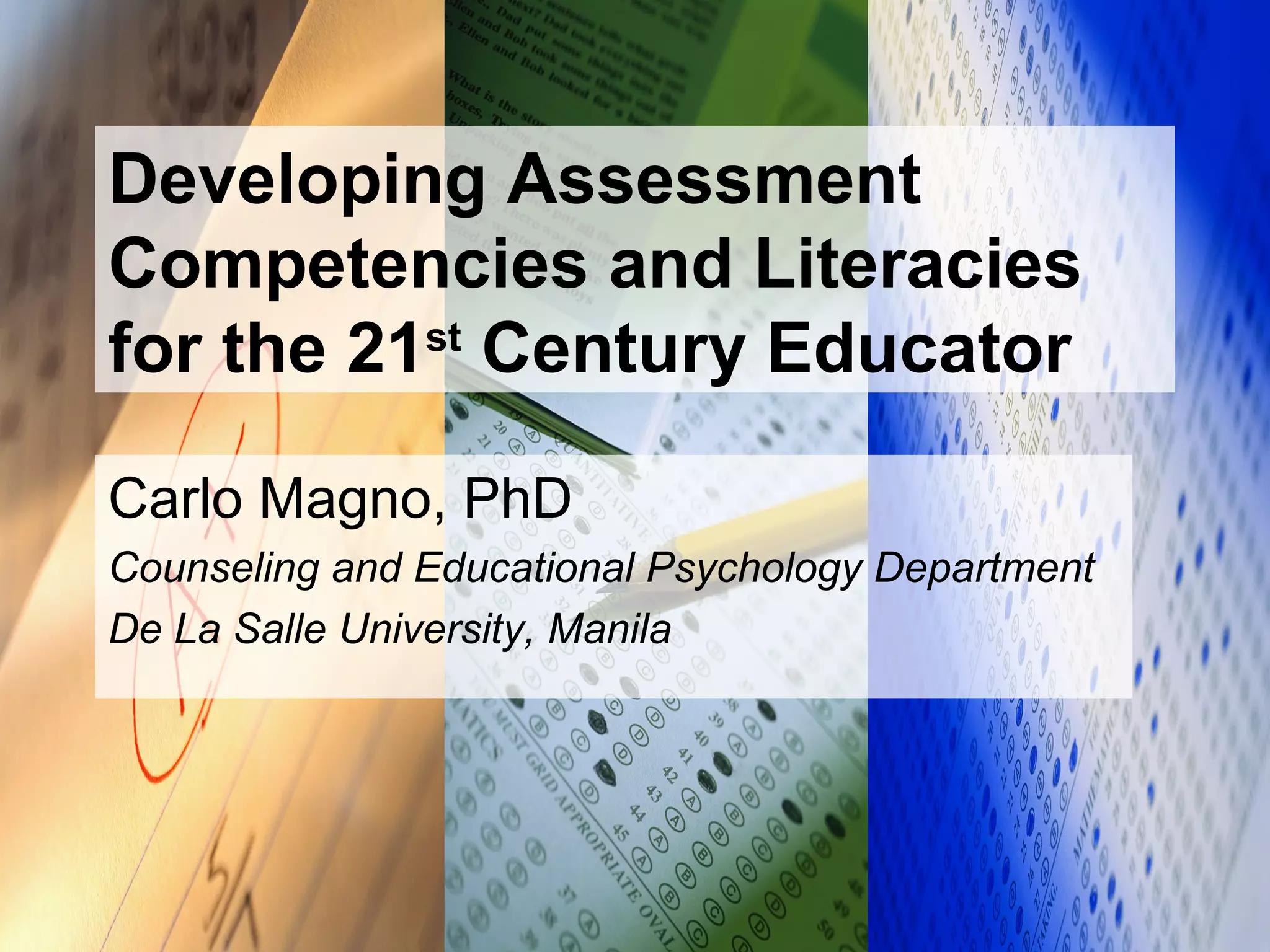 Assessment competencies literacies | PPT