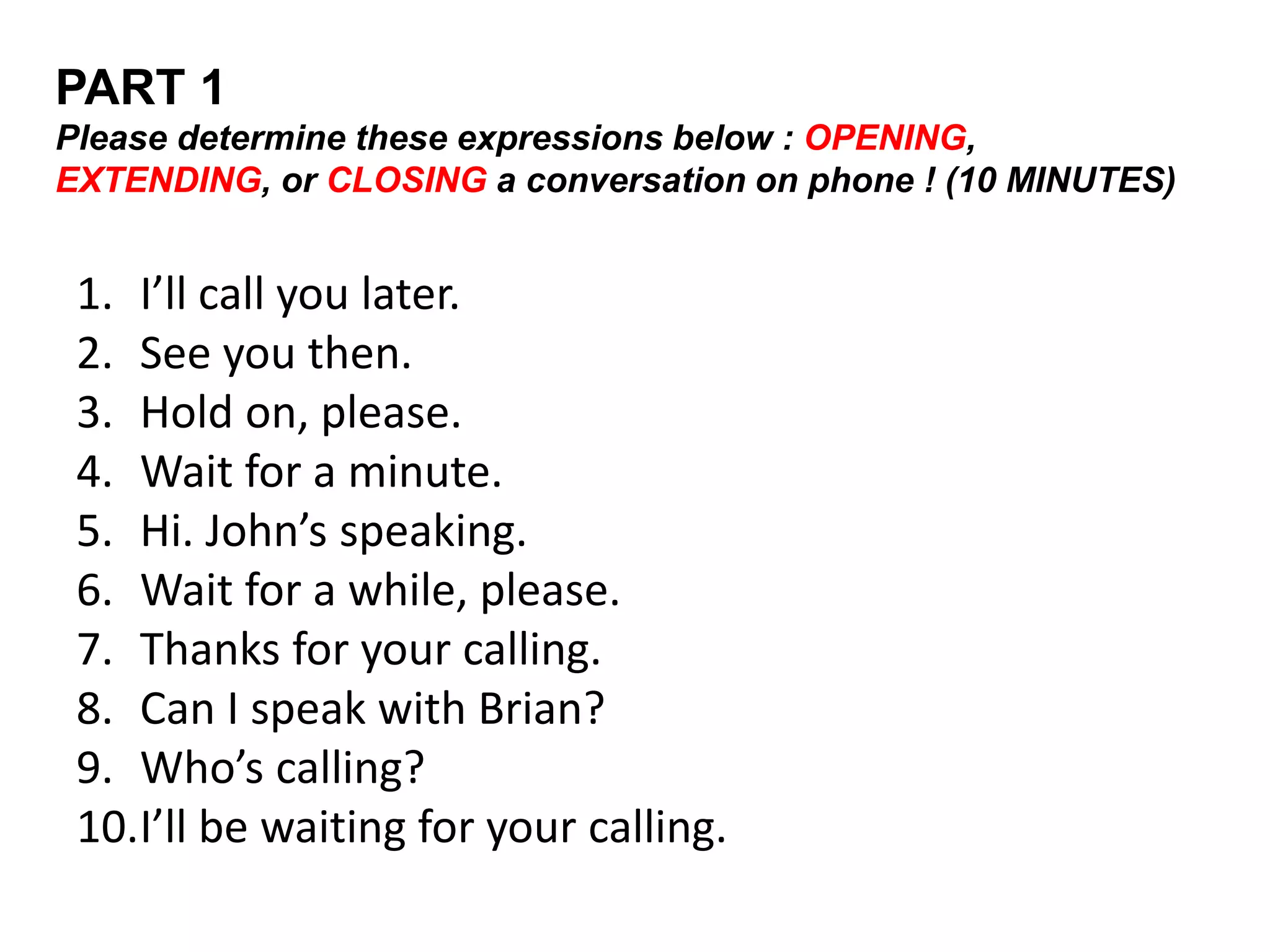 Assessment conversation on phone | PPTX
