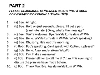 Assessment conversation on phone | PPT