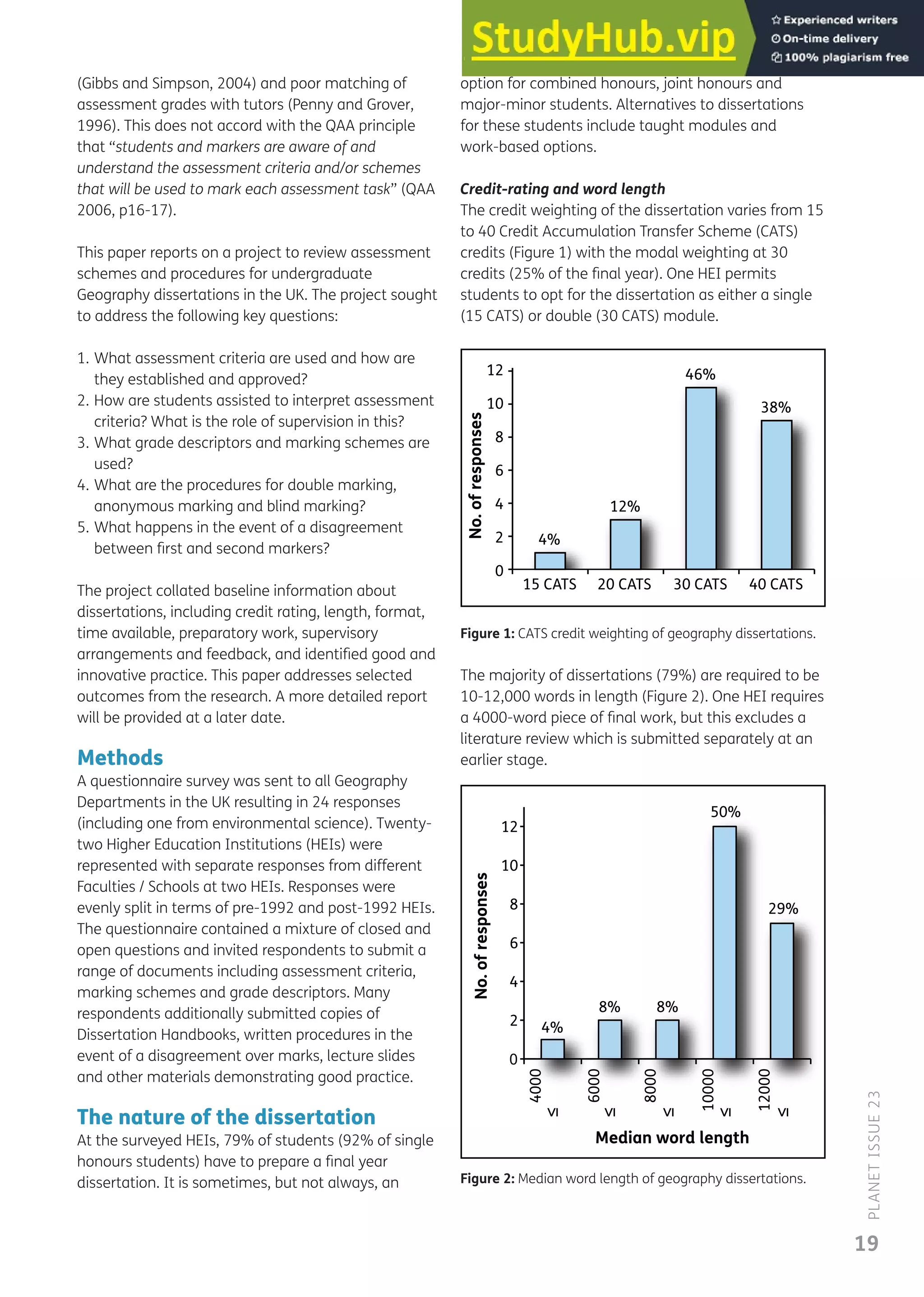 Assessment Criteria And Standards Of The Geography Dissertation In The ...