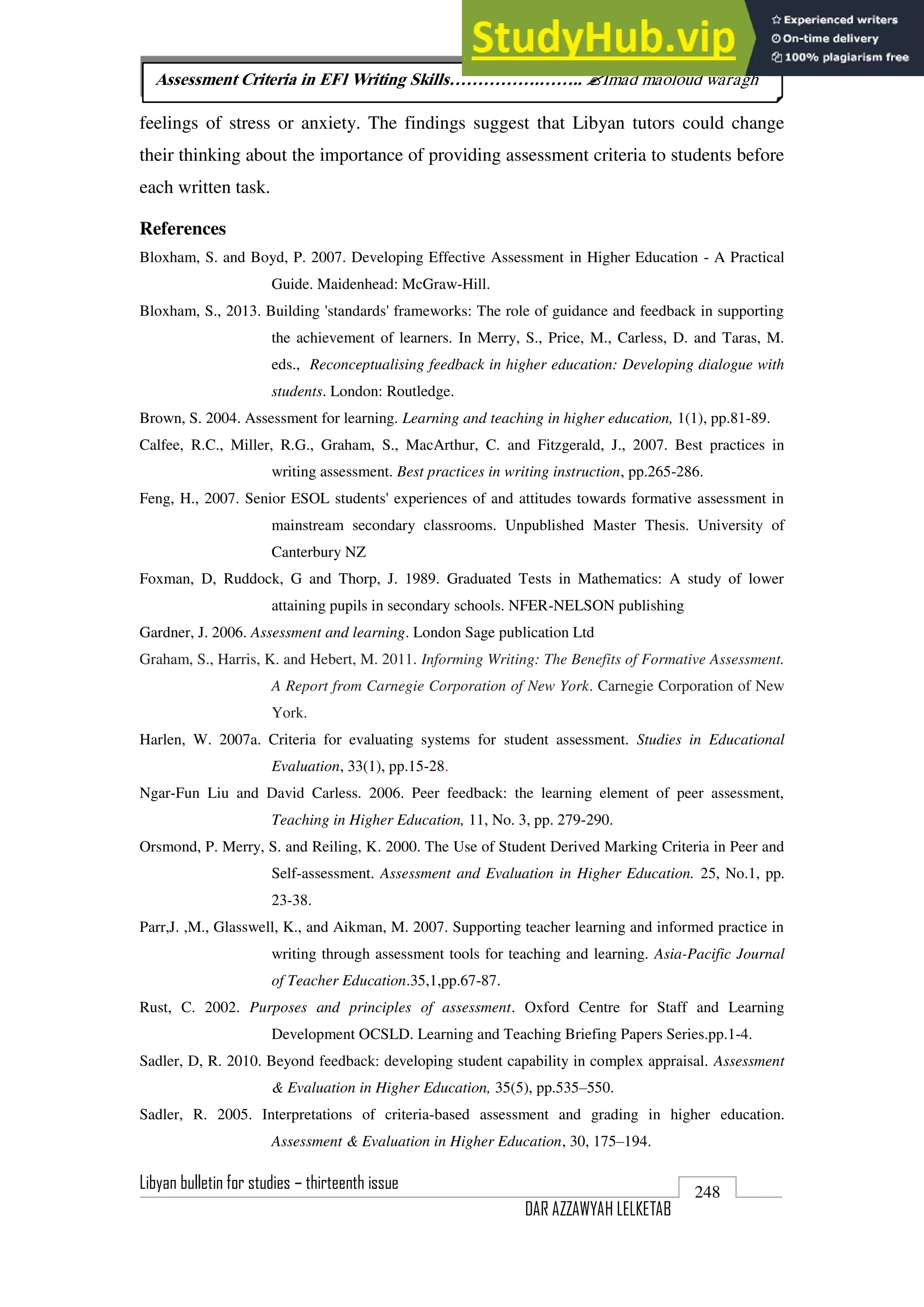 Assessment Criteria In EFL Writing Skills | PDF