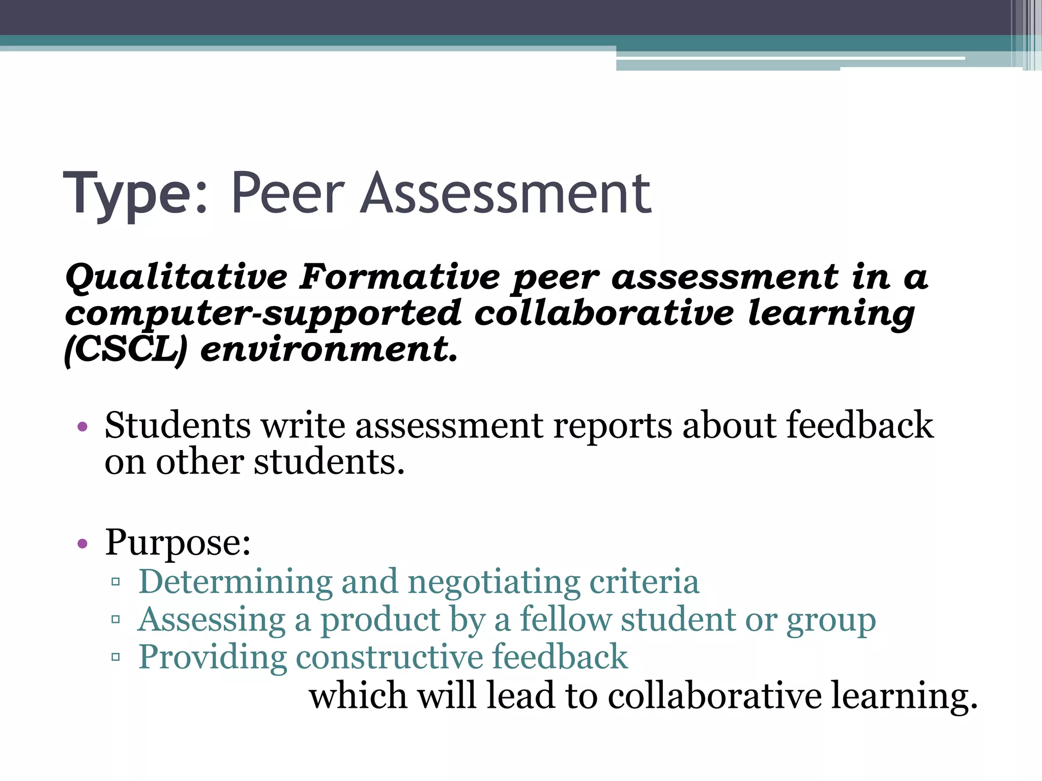 Peer Assessment in CSCL | PPT