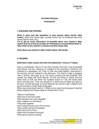 Assessment daily routines | PDF