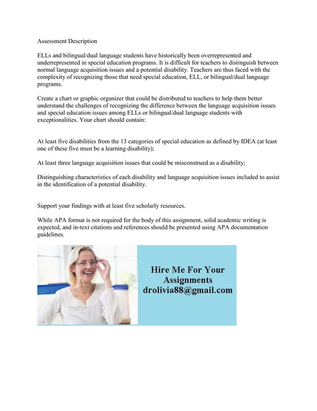 Assessment DescriptionELLs and bilingual-dual language students have h.docx