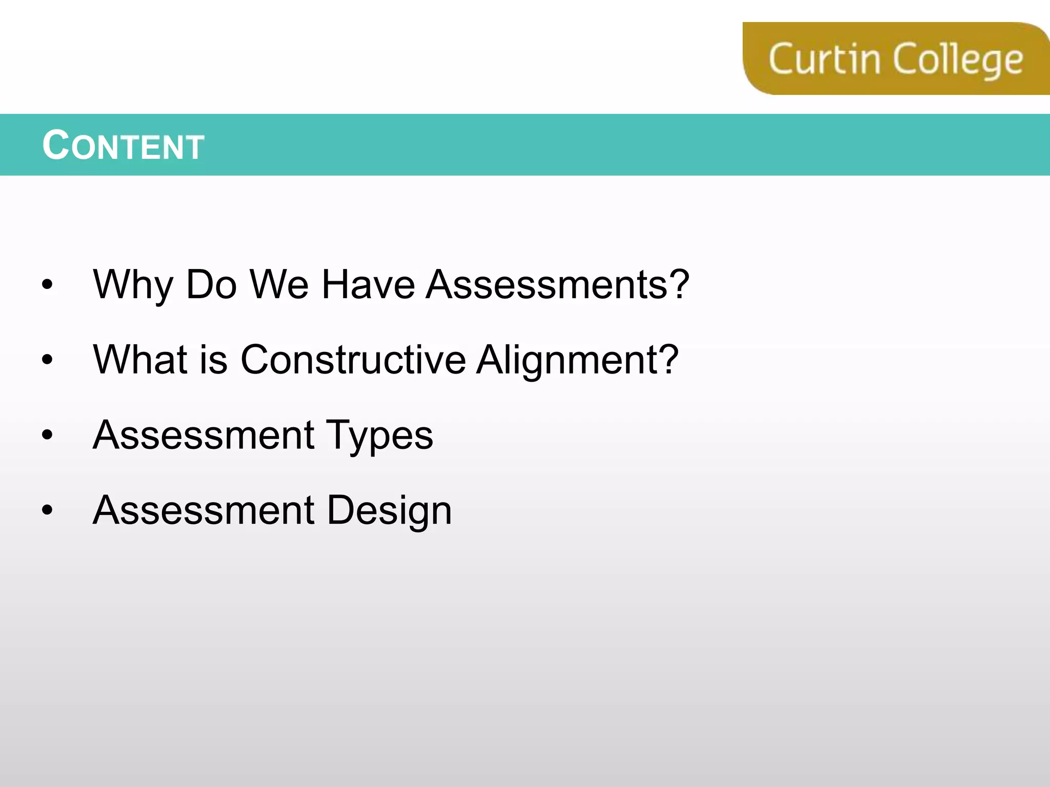Constructive alignment and assessment design | PPTX