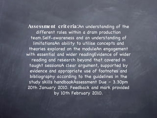 Assessment Drama Production A | PPT