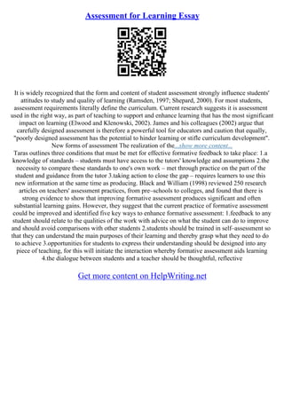 Assessment Essay Sample | PDF
