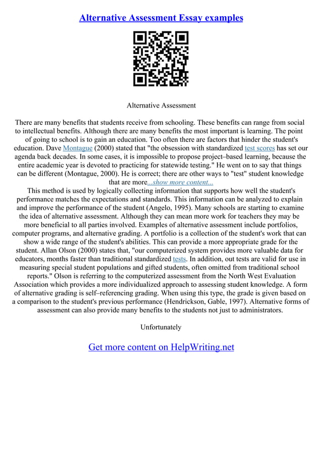 Assessment Essay Sample | PDF