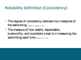 Validity and reliability in assessment. | PPT